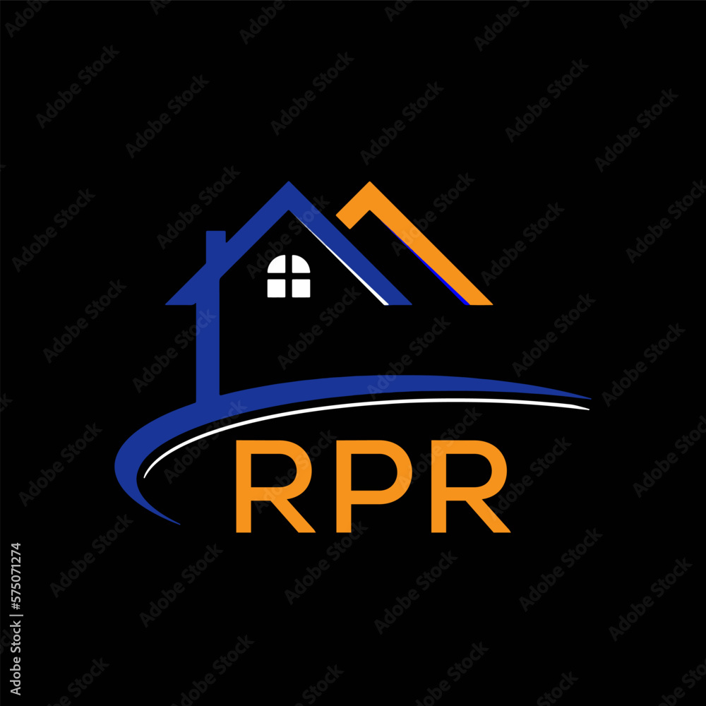 Vetor de RPR house logo, letter logo. RPR blue image on black ...