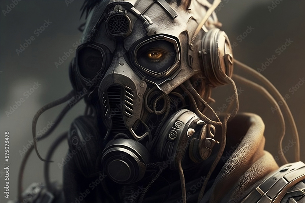 mutant cyborg in a gas mask, generative ai Stock Illustration | Adobe Stock