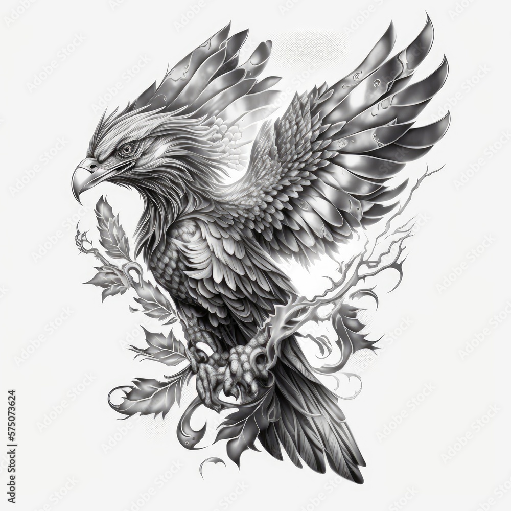 ready to print sleeve tattoo white background - generative ai Stock ...