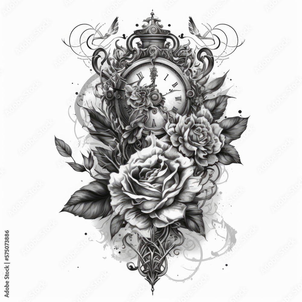 ready to print sleeve tattoo white background - generative ai Stock ...