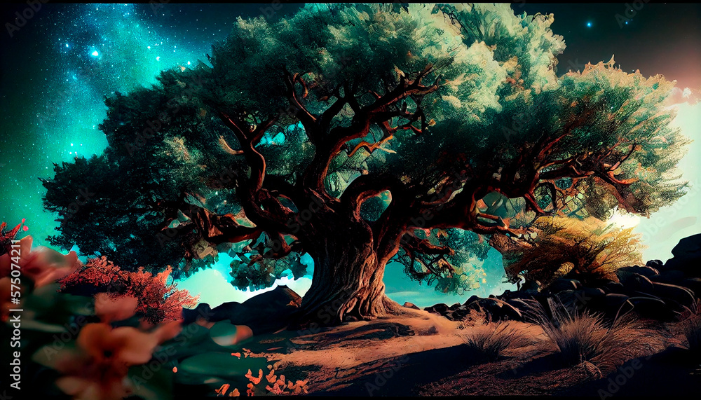 The big tree of life, which connects the terrestrial and heavenly ...