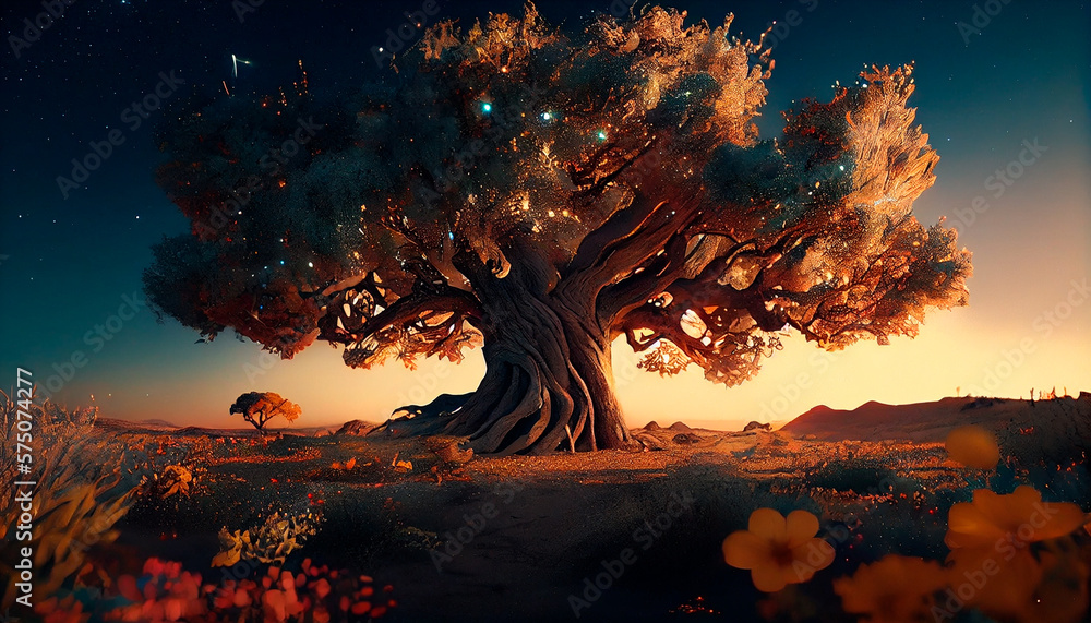 The big tree of life, which connects the terrestrial and heavenly ...