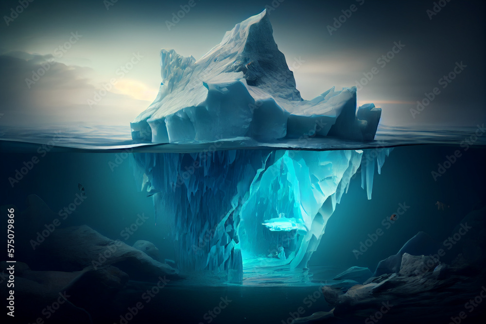 Ilustração do Stock: Iceberg with its visible and underwater or ...