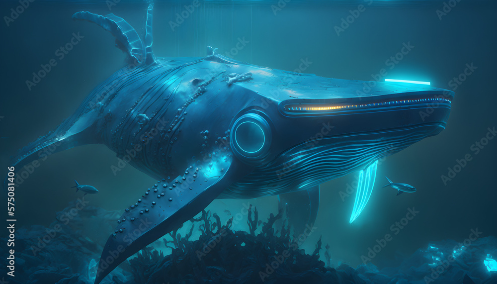 deep sea monster blue whale, fantastic inhabitants of the deep ocean ...