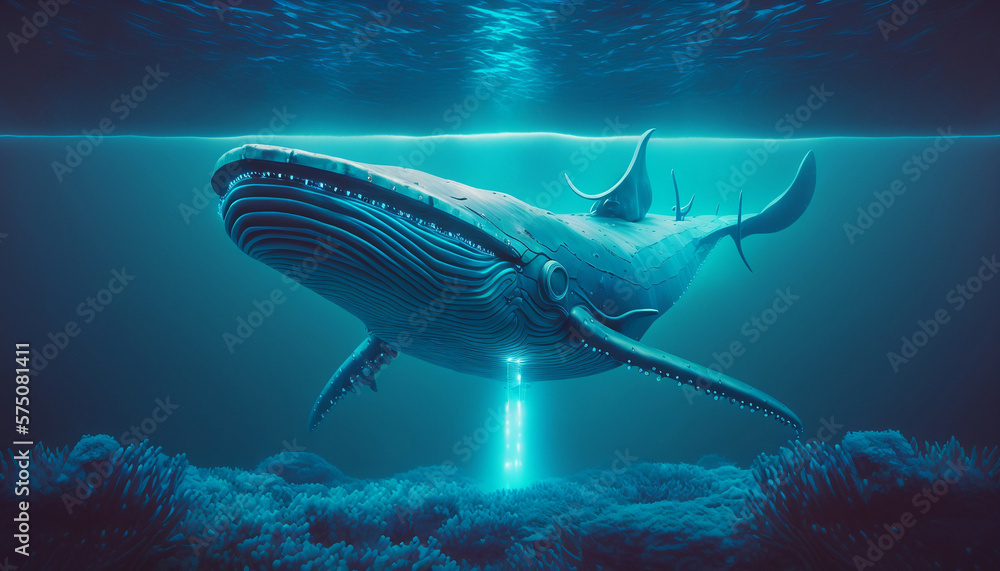 deep sea monster blue whale, fantastic inhabitants of the deep ocean ...