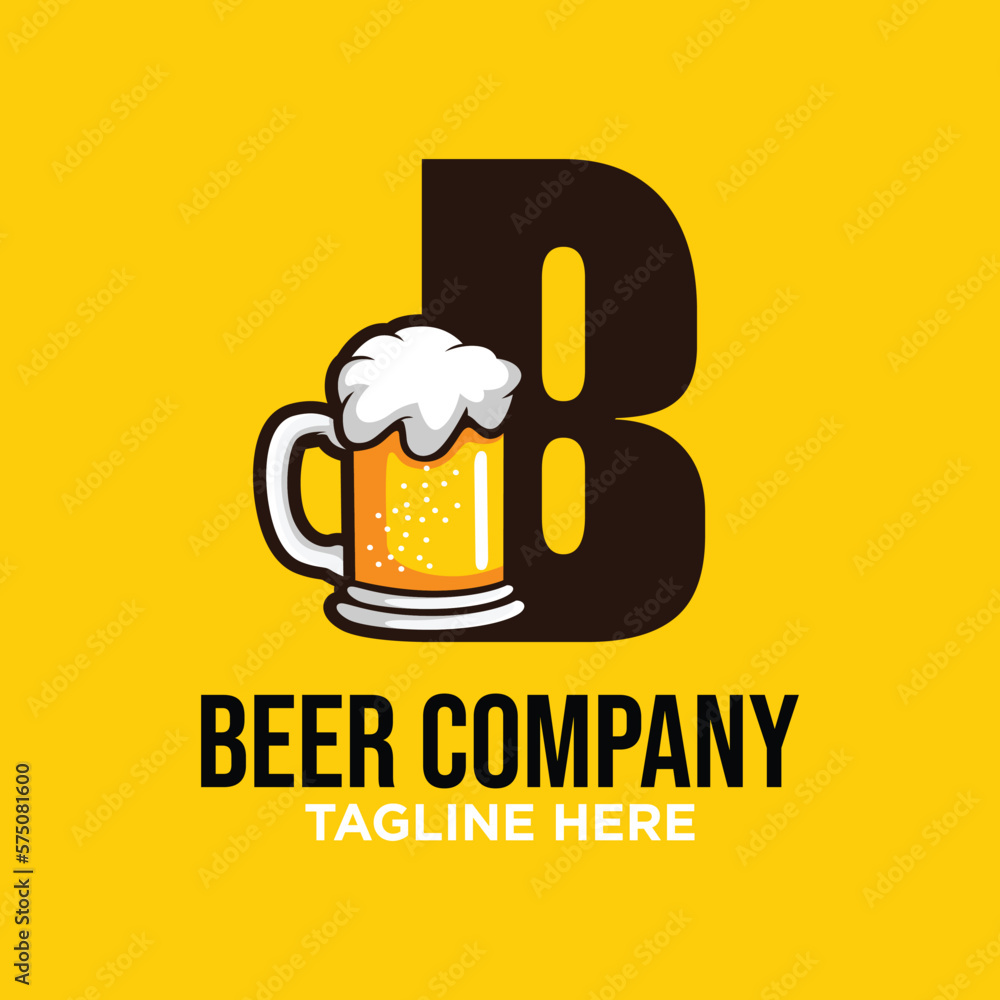 Letter B Beer Logo Design Template Inspiration, Vector Illustration. Stock Vector | Adobe Stock