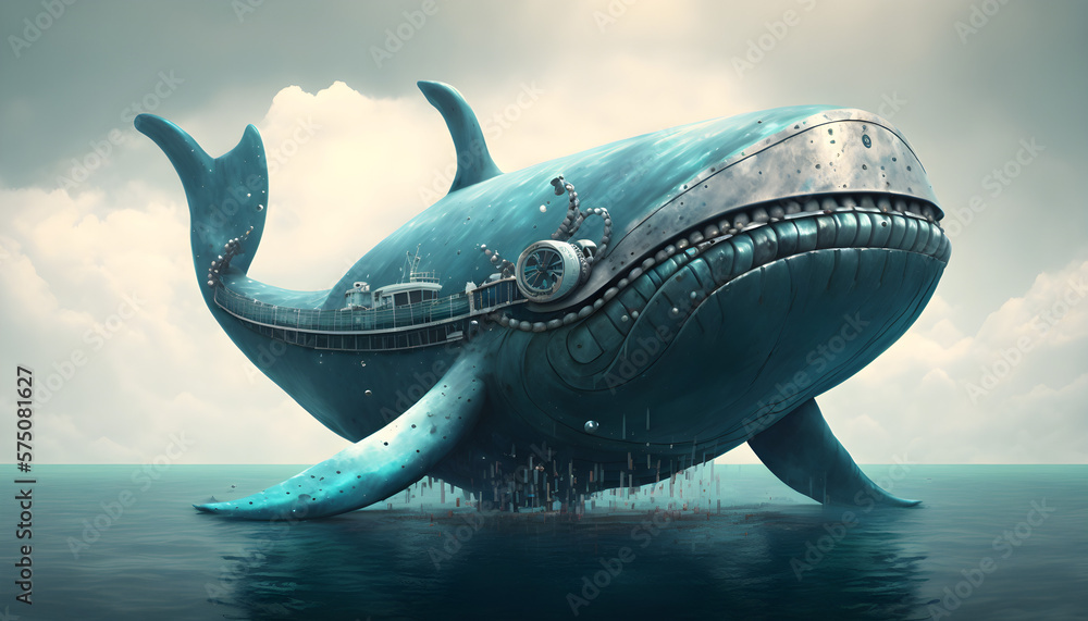deep sea monster blue whale, fantastic inhabitants of the deep ocean ...