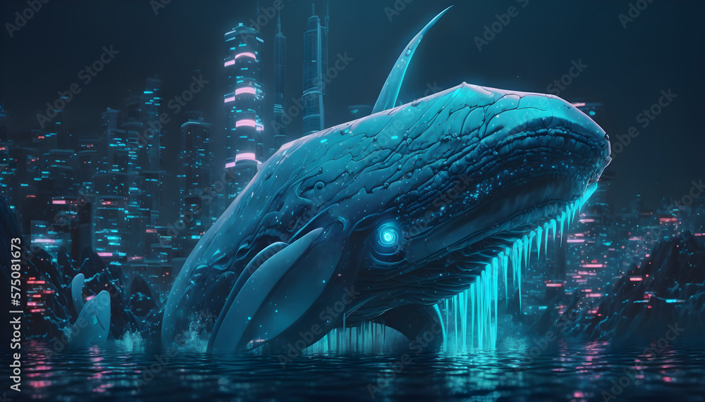 deep sea monster blue whale, fantastic inhabitants of the deep ocean ...