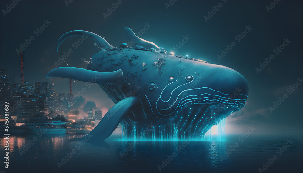 deep sea monster blue whale, fantastic inhabitants of the deep ocean ...