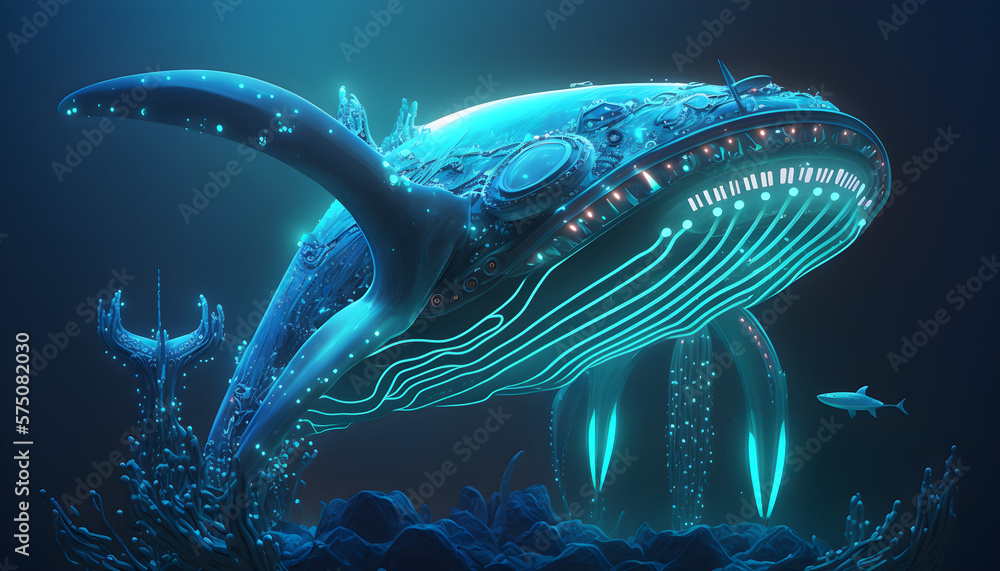 deep sea monster blue whale, fantastic inhabitants of the deep ocean ...