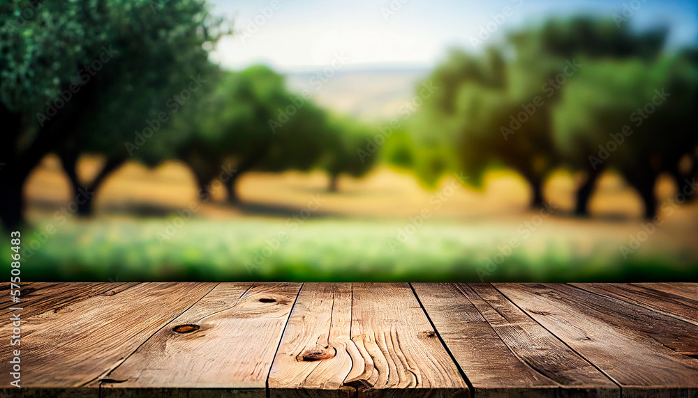 Old wooden table for product display with bokeh background of a natural ...