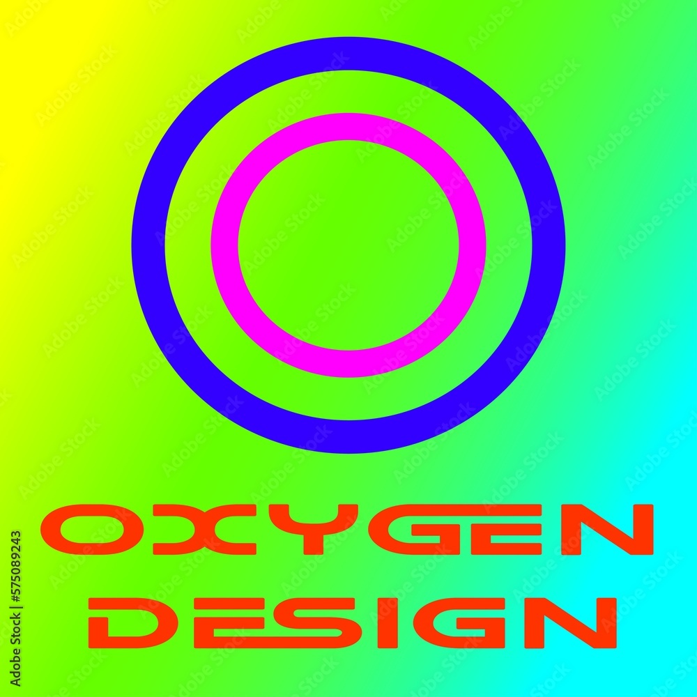 2d blue and pink spere illustration at green background with oxygen ...