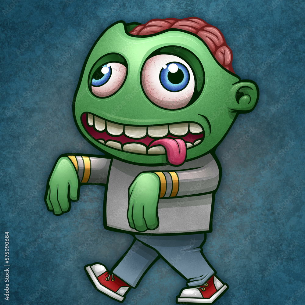 Adorable Green Zombie Kid Cartoon Illustration Stock Illustration ...
