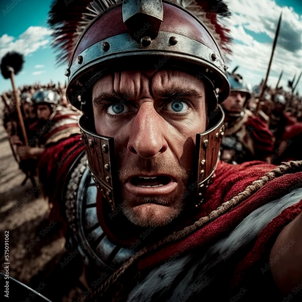 Hannibal takes selfie at war with his friends, ancient roman centurion ...