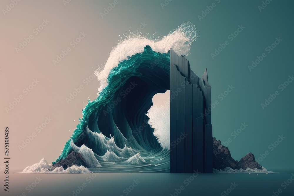 powerful tsunami, with towering walls of water crashing onto shorelines ...