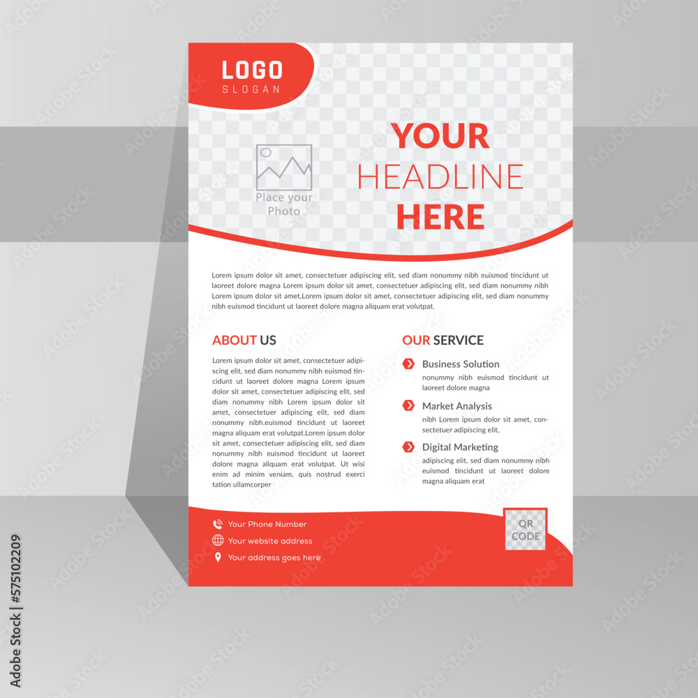 modern creative red color clean white color flat flyer design template ...