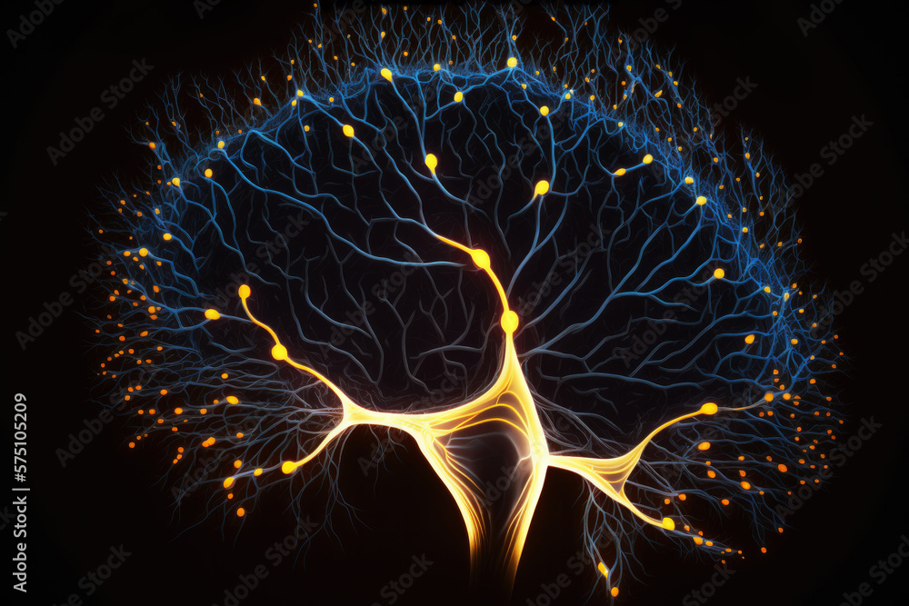 illustration. neural connections. a tree with branches in the form of ...