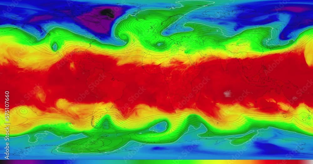 Vídeo do Stock: The world map shows temperatures of 500Hpa in the ...