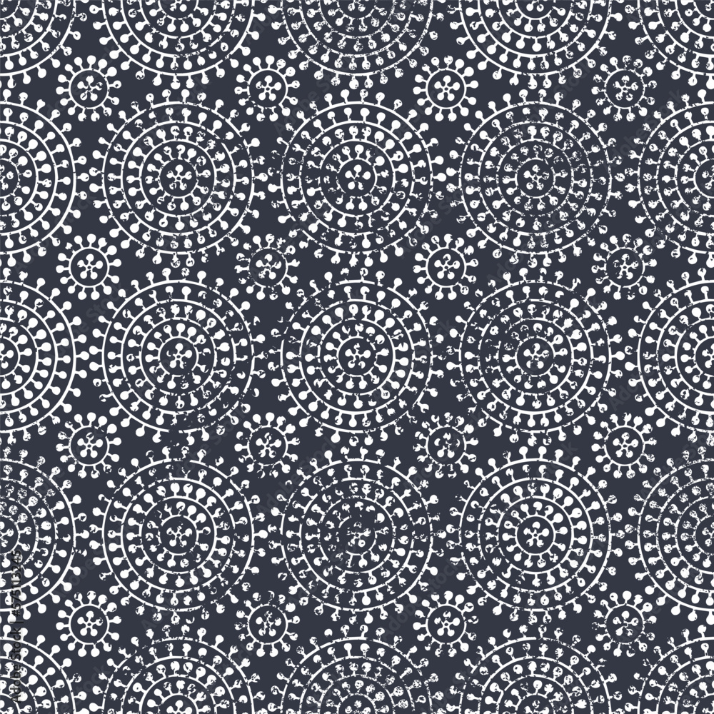 Seamless African shweshwe pattern. White and gray textile print. Cute ...