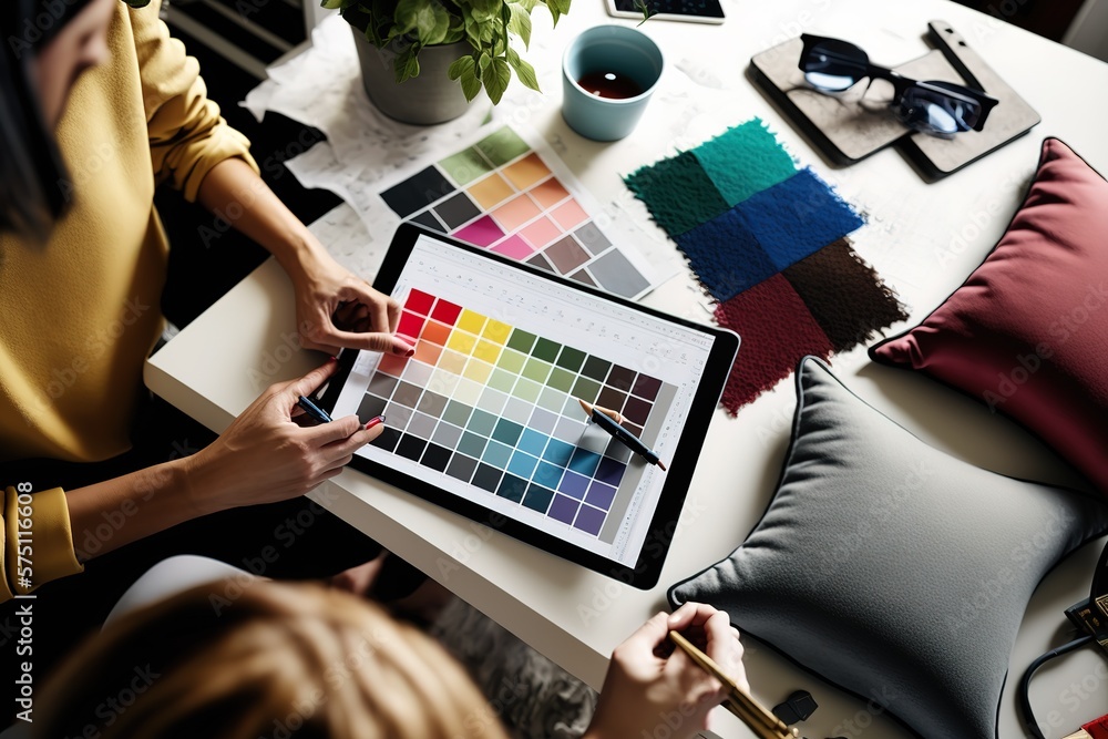 Cropped image of designer and client meeting in office. Creative ...