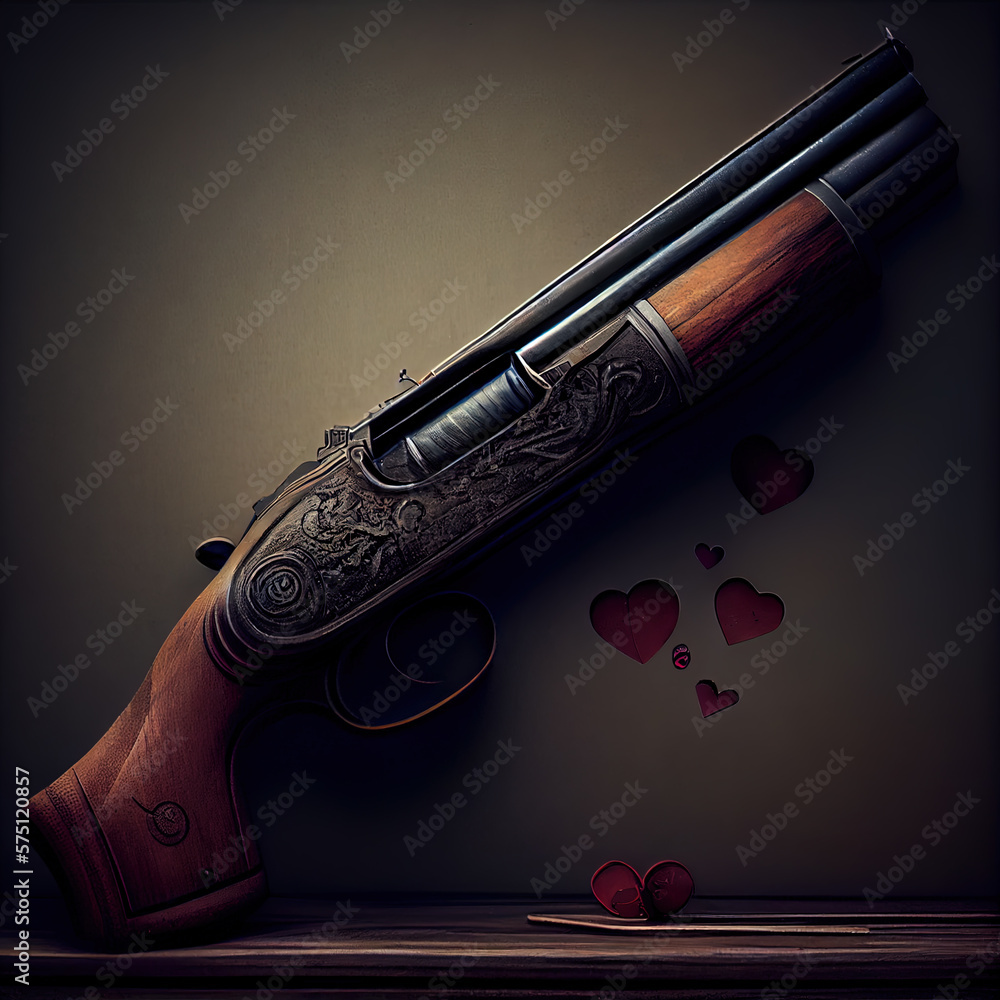Stockillustratie love and a .45 illustration of a shotgun with ...