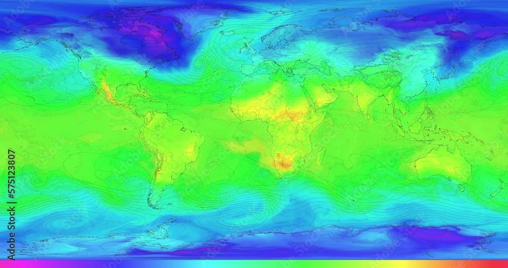 The world map shows temperatures of 850Hpa in the northern hemisphere ...