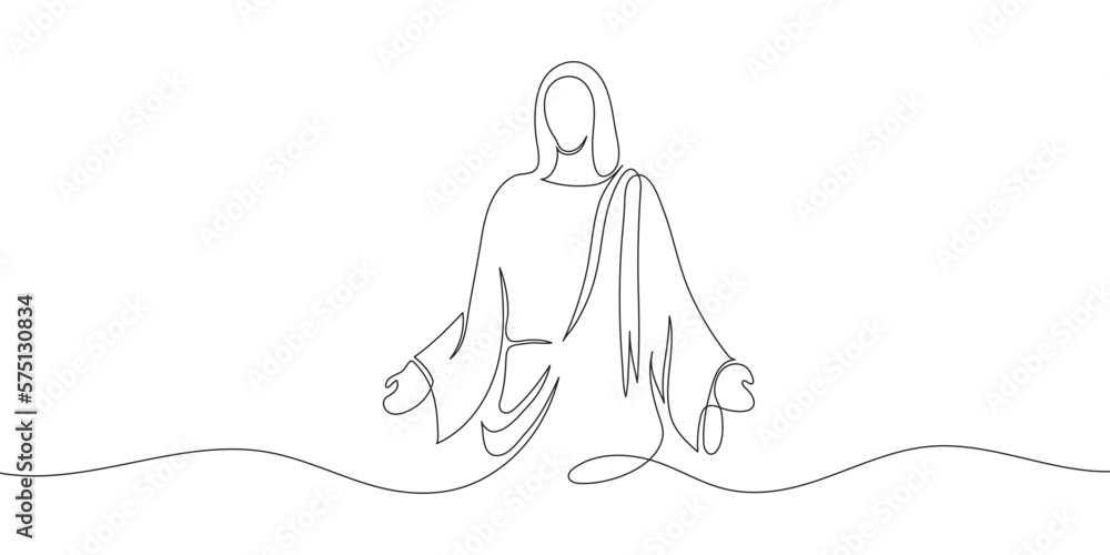 One continuous line drawing the minimal hand of Jesus Christ. Stock ...
