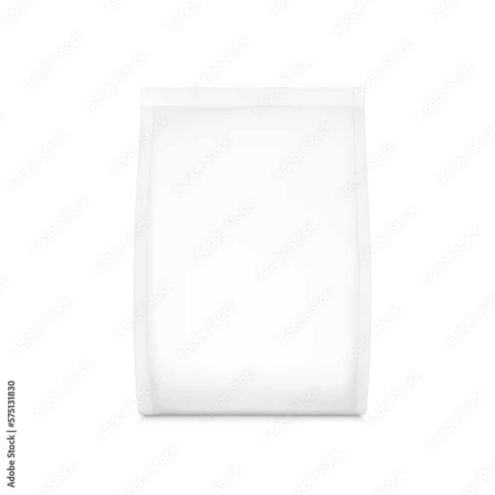 Realistic food bag with gusseted edges. Vector illustration isolated on ...