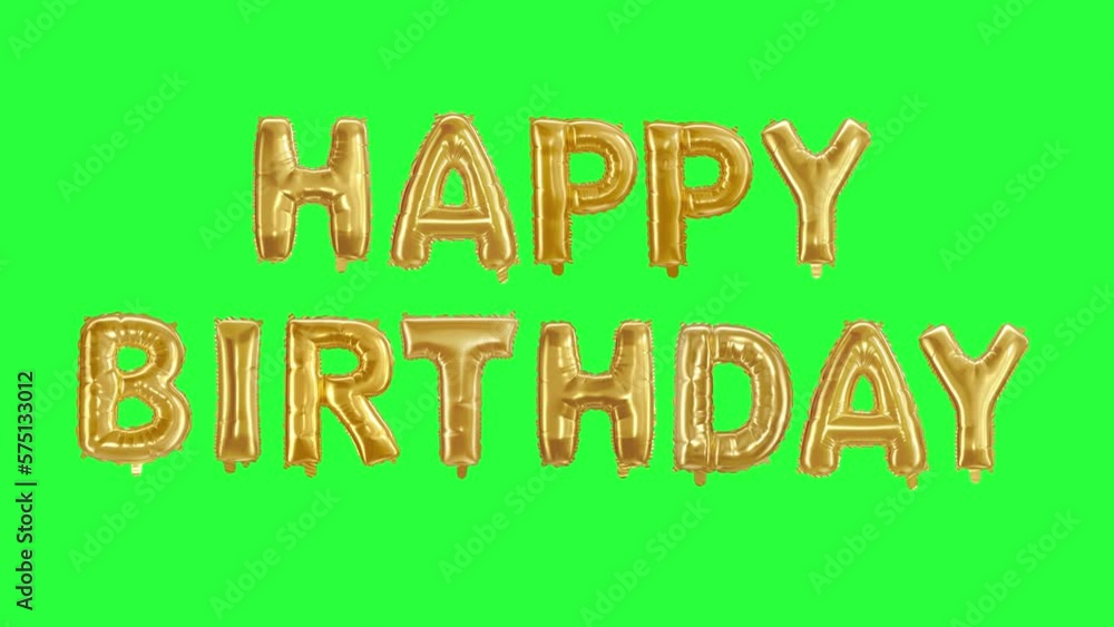 Happy Birthday Balloon Text on Green Screen Background - Happy Birthday ...