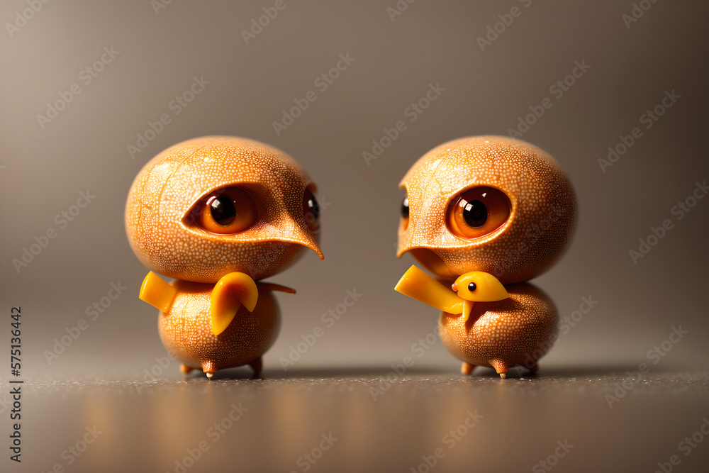 Decorative figures of strange creatures, cute and weird at the same ...