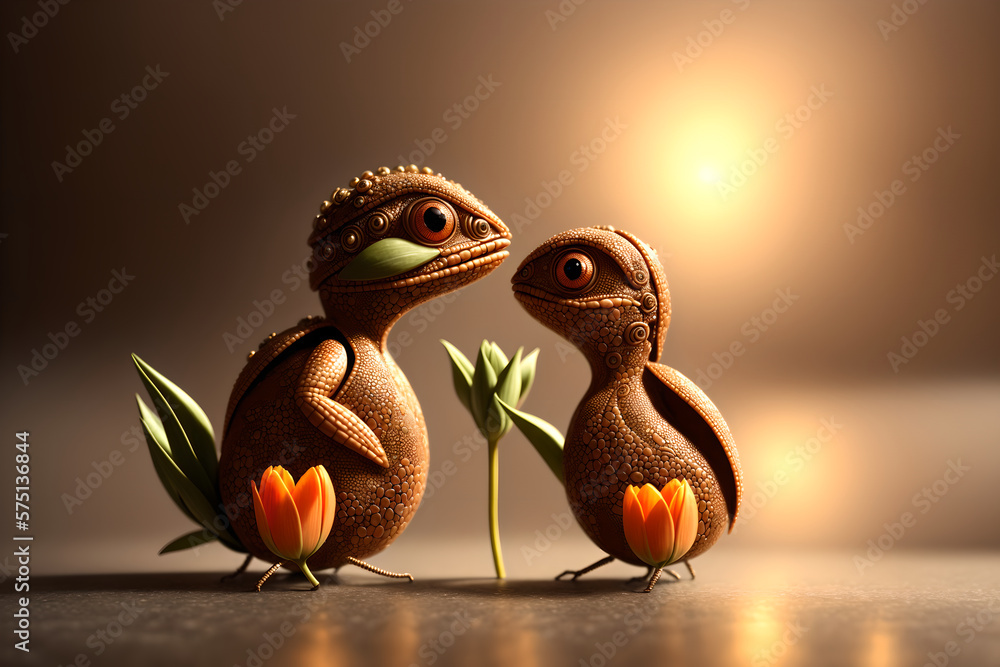 Decorative figures of strange creatures, cute and weird at the same ...