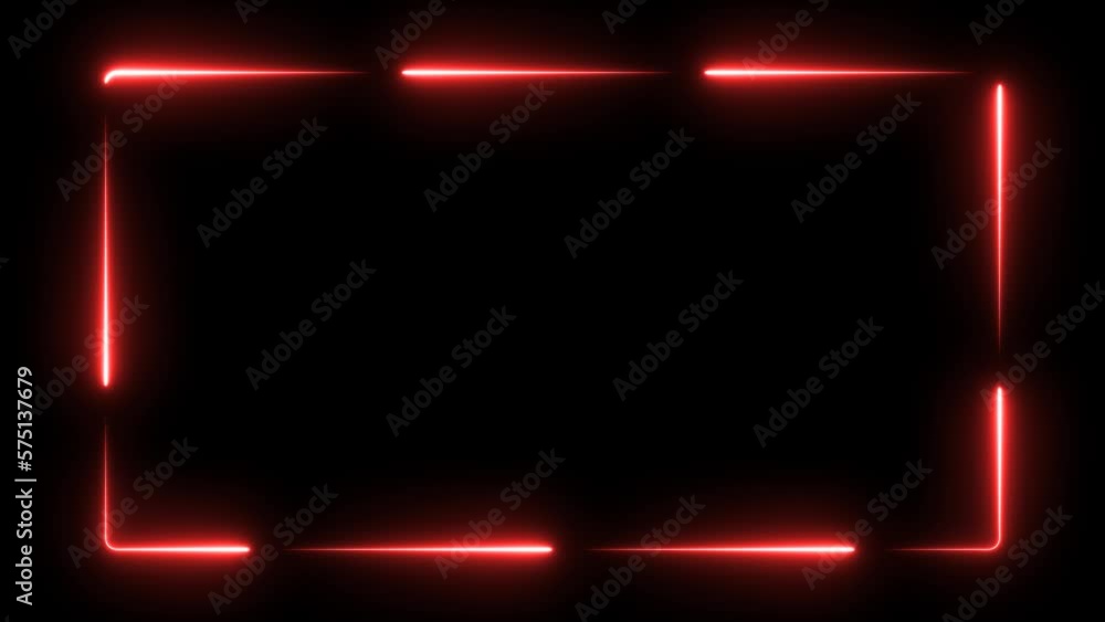 Red neon glowing frame background. Animation of 9 repeated motions ...