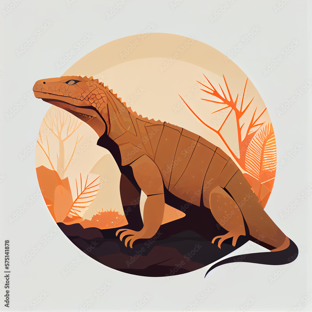 Vector illustration of an komodo dragon, created with Generative AI ...