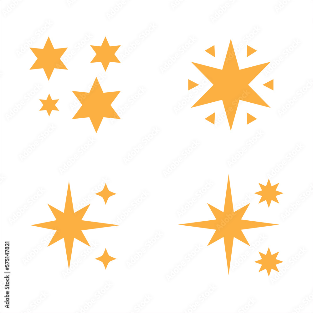 Sparkling star icon. Sparkle star shine icons. Shinny clean stars pop up. Shooting stars glitter ...