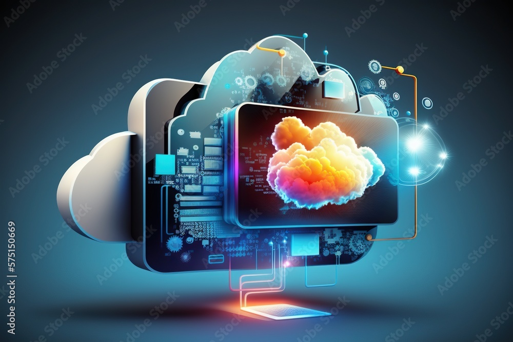 Cloud computing technology concept background, concept of Network Architecture and Data Storage ...