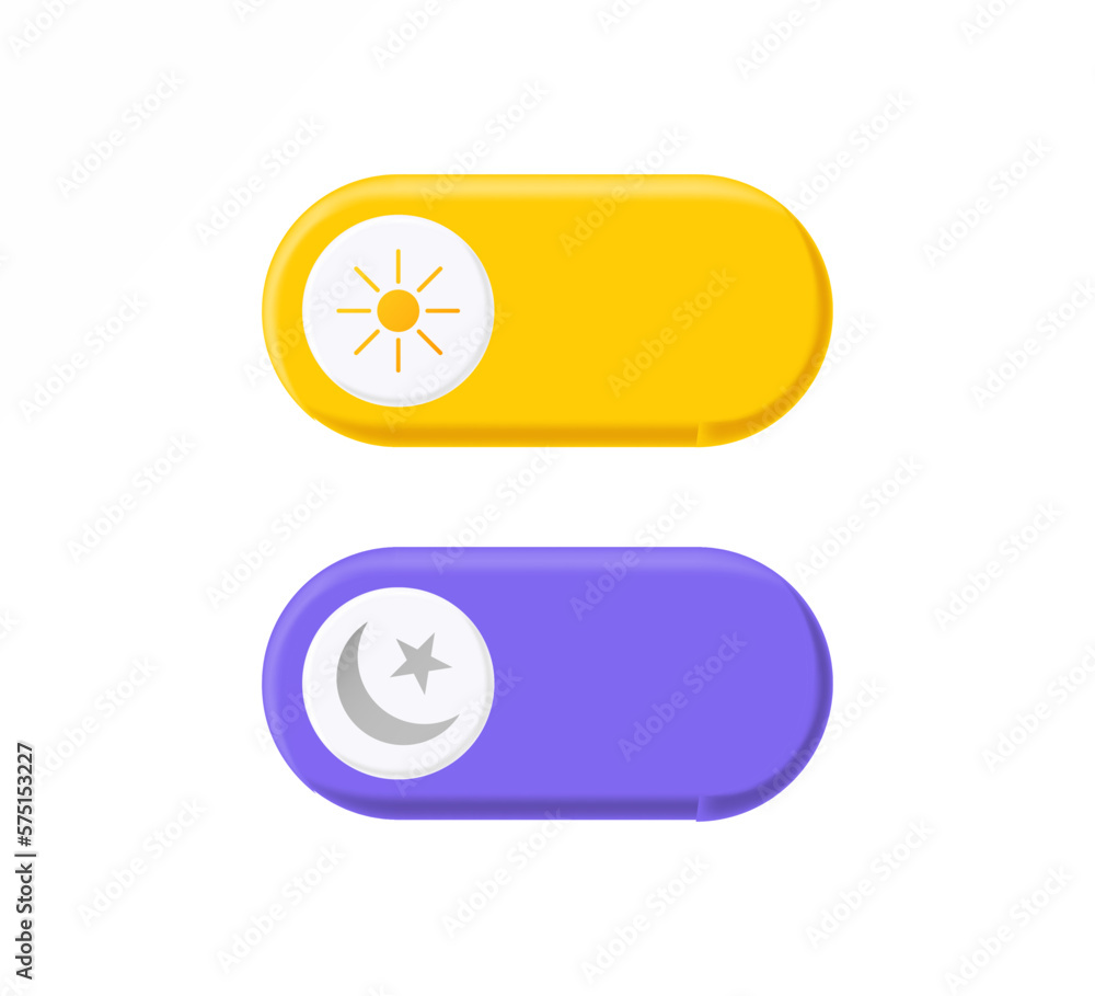 Day and night mode switch. On and Off toggle switch. Light and dark ...