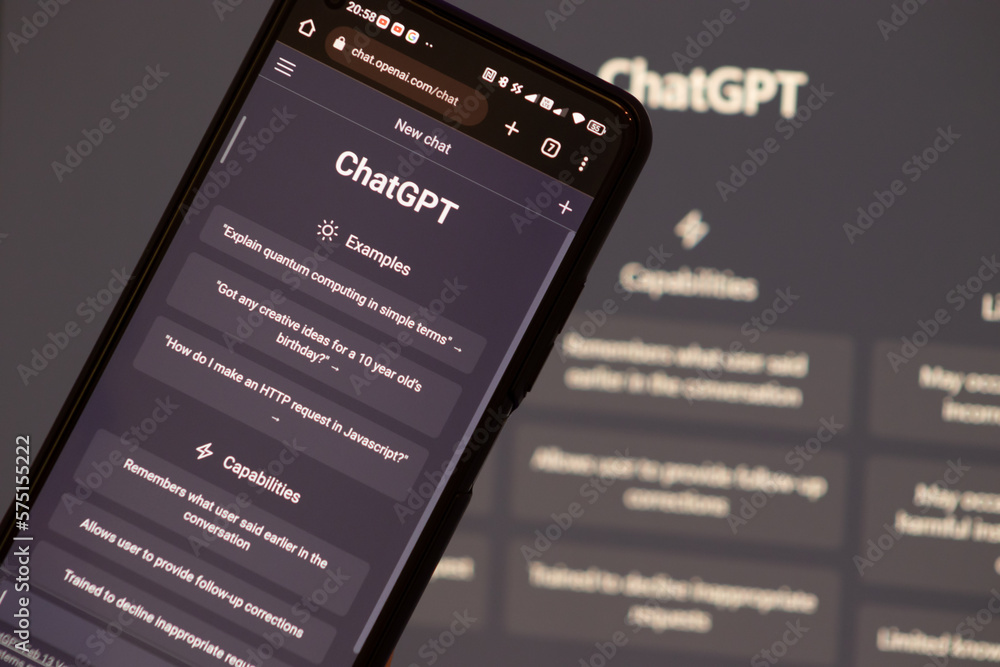 screen of ChatGPT, AI or artificial intelligence chatbot developed by ...