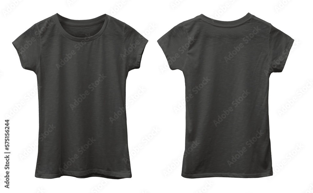 Female woman child kids blank black shirt template mock up, front and ...