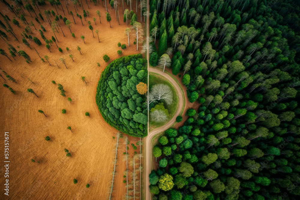 Aerial view of an area of deforestation. generative ai Stock ...