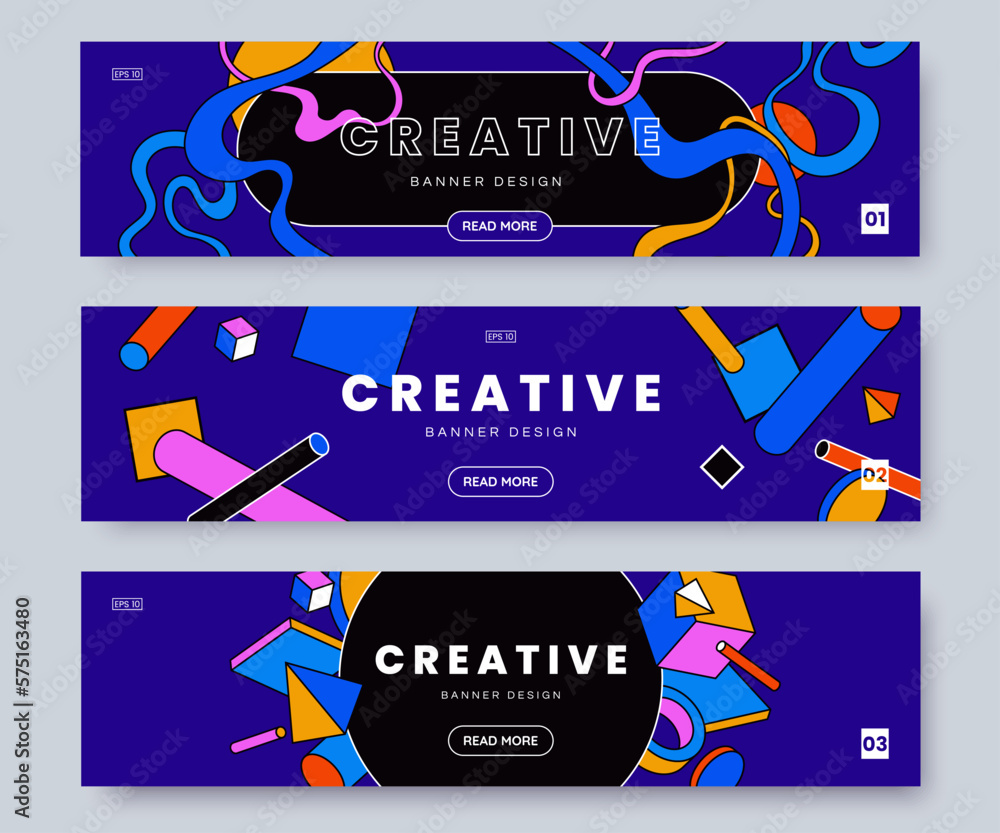Web banner design with abstract surreal psychedelic graphics ...