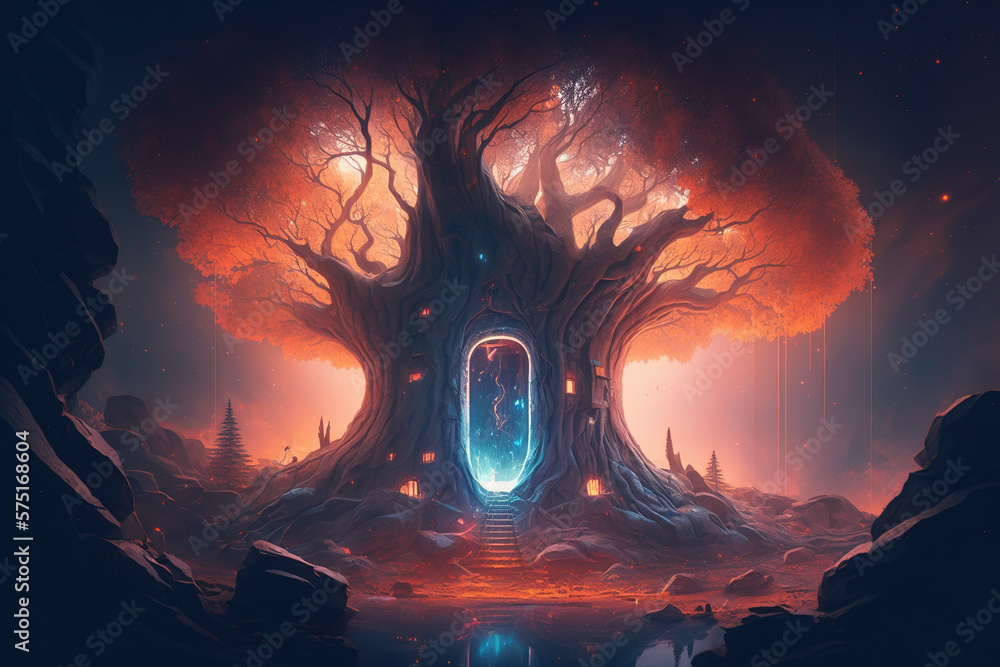 The Legend of Yggdrasil: Nordic Mythology Tree Stock Photo for Fantasy ...