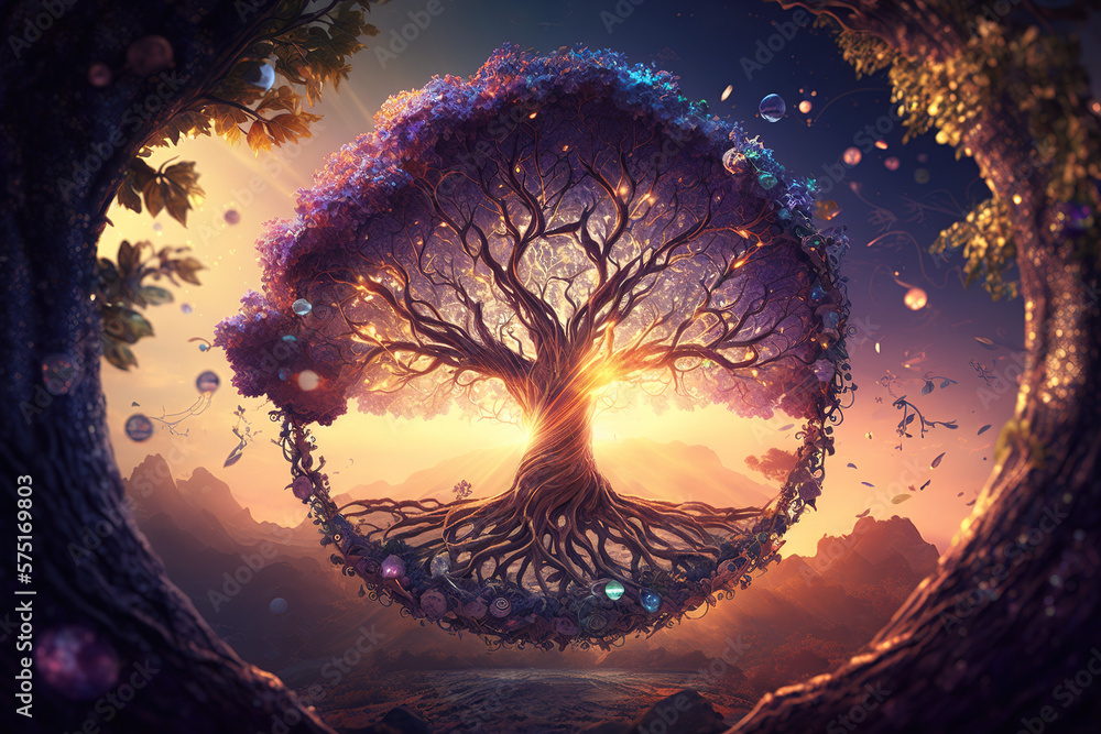 Poster The Mystery of Yggdrasil: Nordic Mythology Tree Stock Image for ...