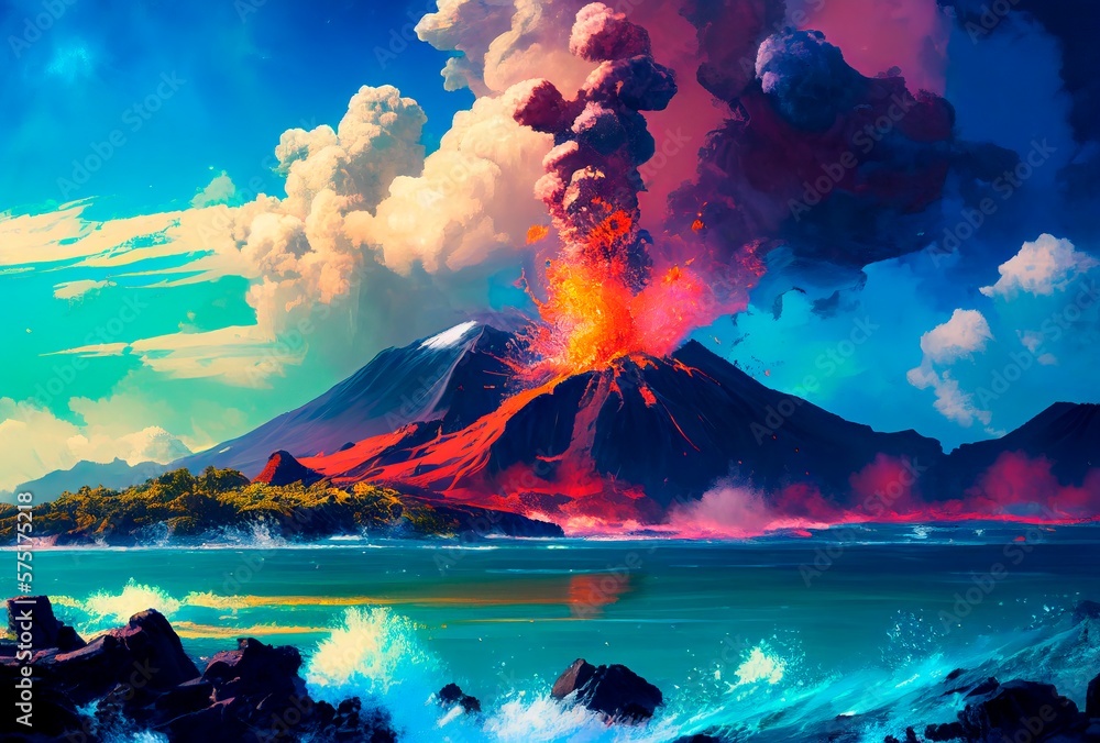 Volcano Eruption Painting