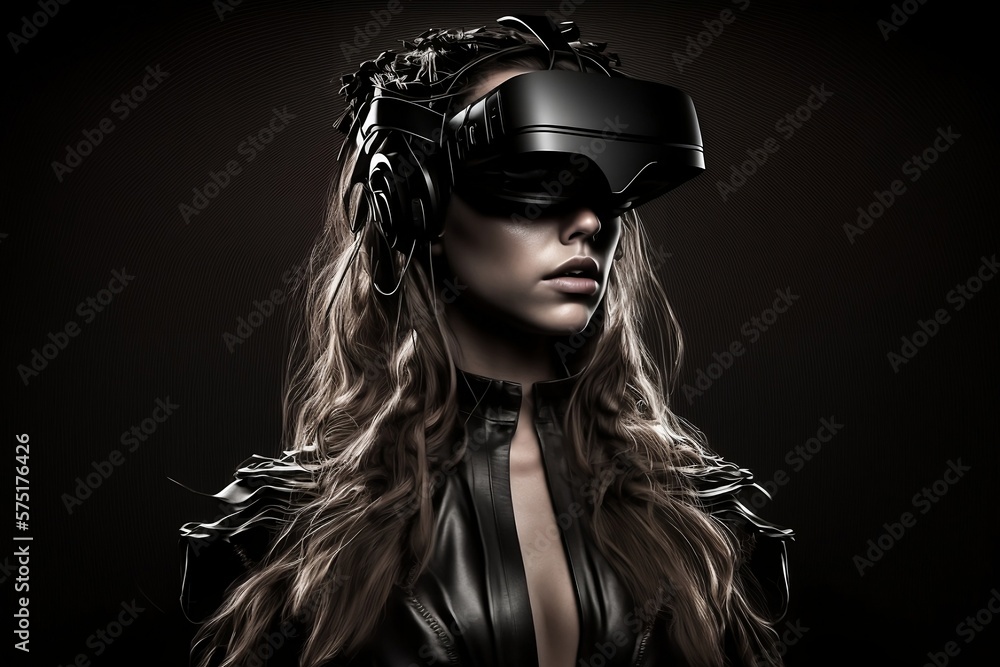 Sexy Girl in a Virtual Reality Headset, Created by Generative AI ...