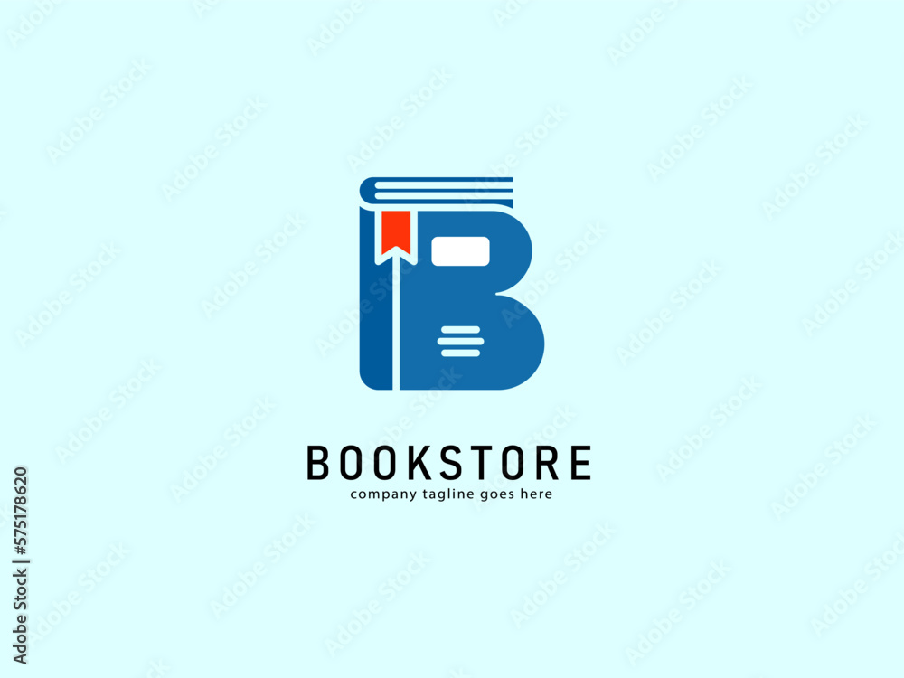logotype letter b. blue book logo design with marker ribbon ,usable ...