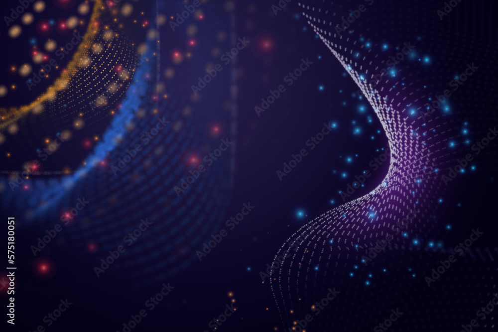 Dynamic abstract liquid flow particles background. Shining abstract particle flow background ...