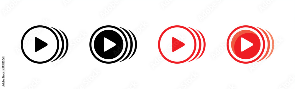 Play video or play media icon. playlist symbol. watch later, library ...