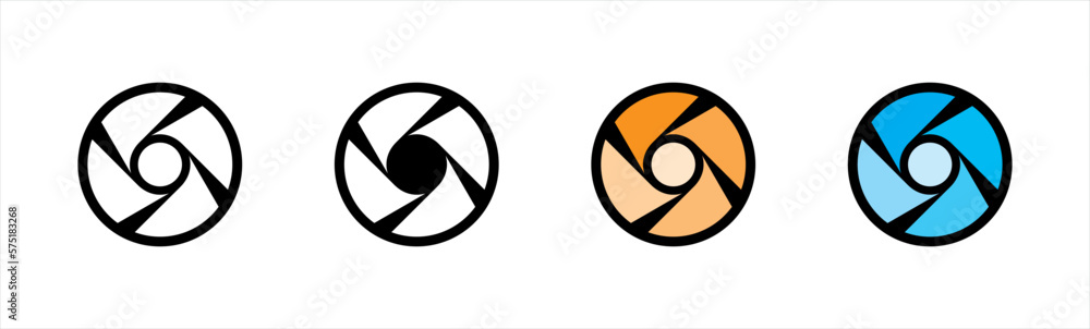 Camera lens diaphragm icons. cameras shutter symbol. photo lenses ...