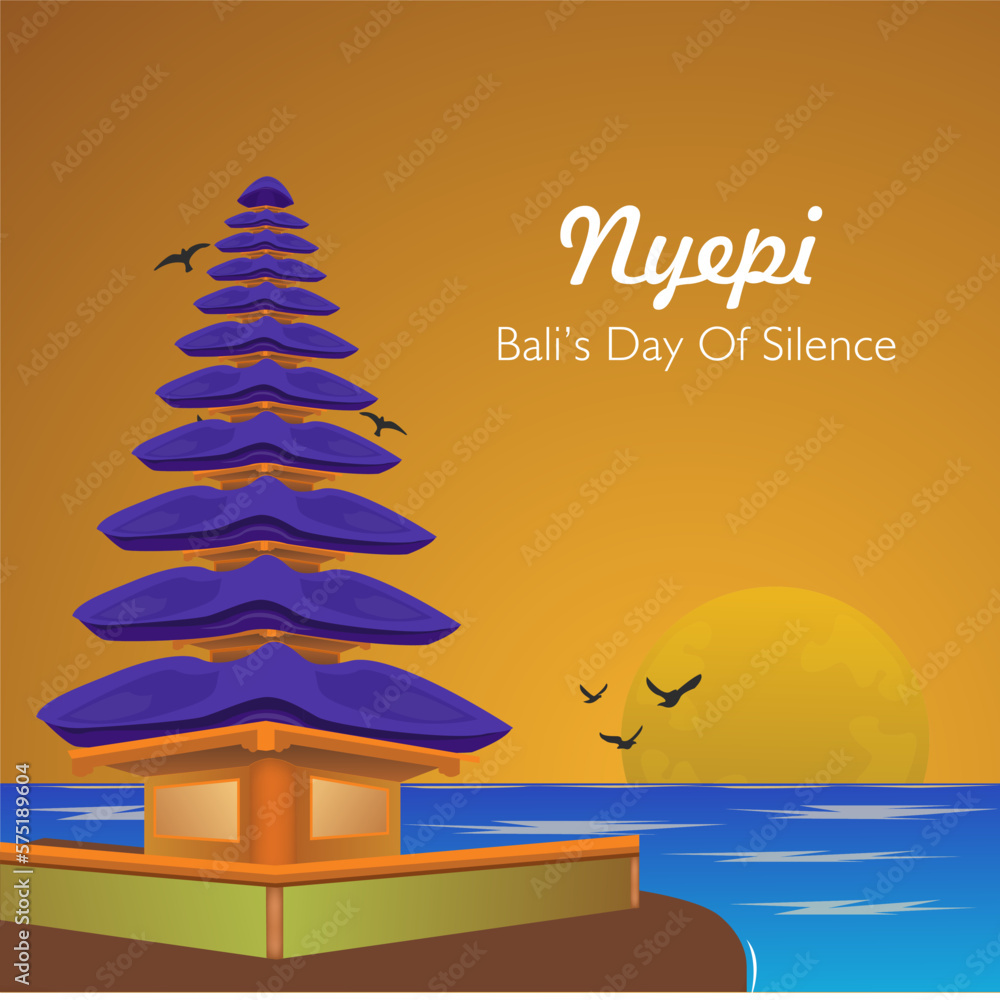illustration of Nyepi greeting card, design for Nyepi Day in Bali, with ...