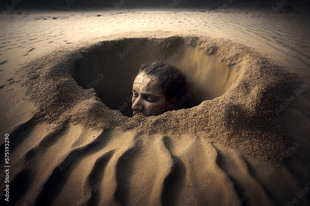 person sinking into quicksand, representing the feeling of being ...